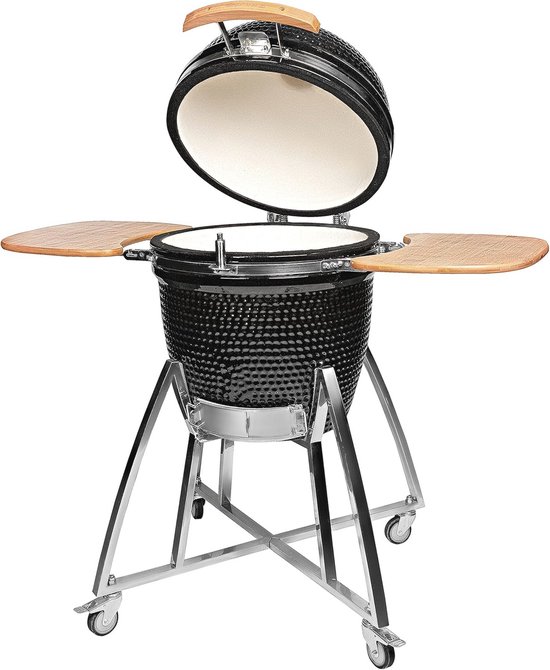 Smoker Classic Houtskool Barbecue met RVS, Hout en Keramiek - Zwart met ...