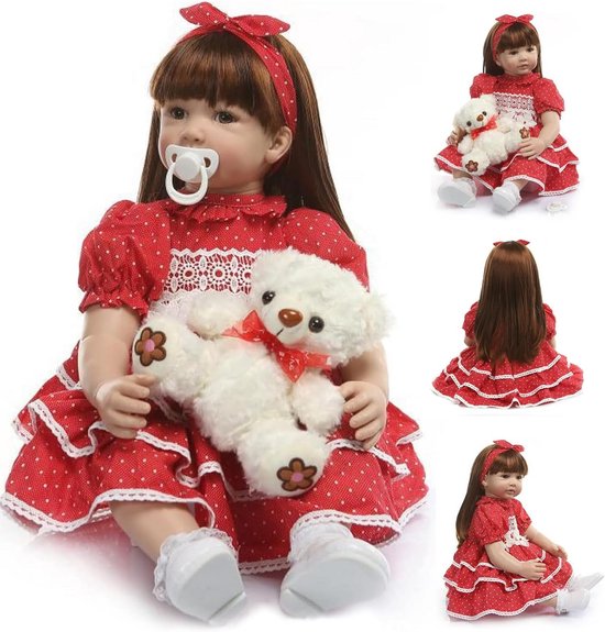 Realistische Reborn Pop Meisje 60 cm - Zachte Siliconen Baby Pop met ...