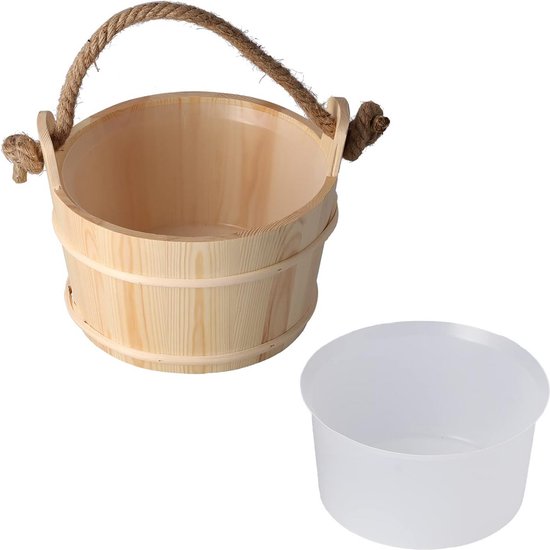 Houten Sauna Emmer 6 Liter voor SPA, Stoombad en Douche - Hoge ...