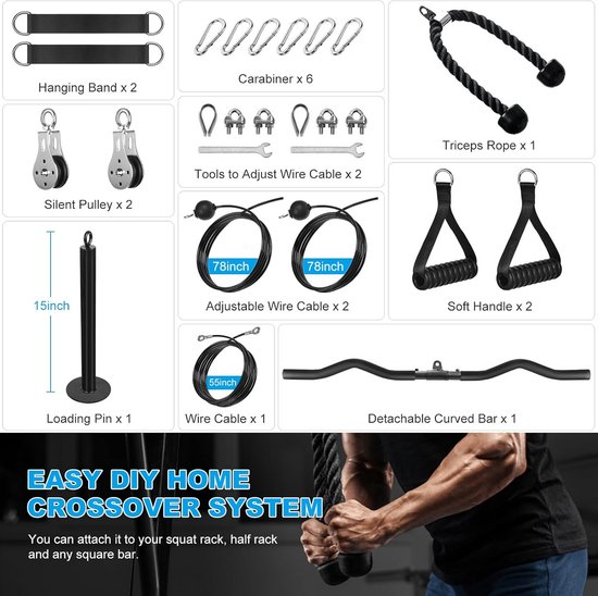 Kracht Fitness Kabel Katrol Systeem voor Thuisgym - Lat Pulldowns ...