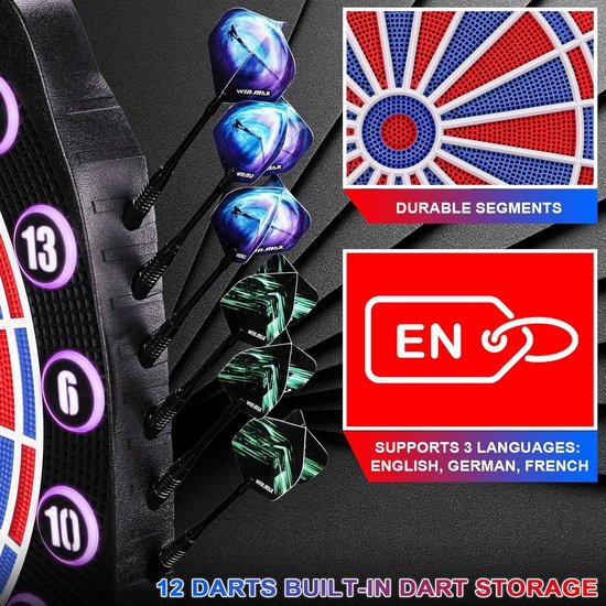 Elektronisch Dartbord Soft Tip Dartset met LED Display, 12 Darts en ...