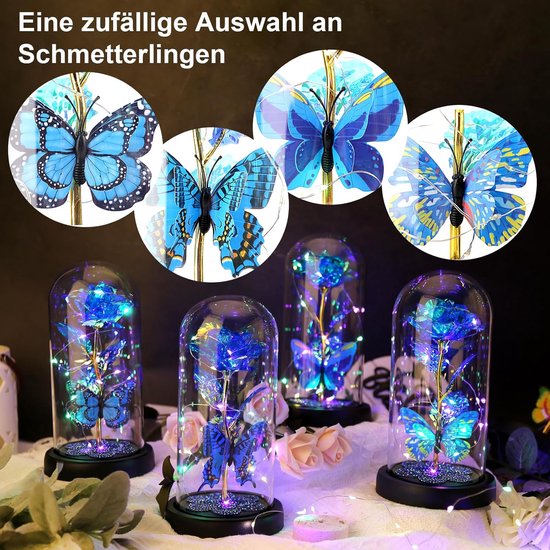 Eeuwige Roos in Glazen Koepel met LED Verlichting – Cadeau voor ...
