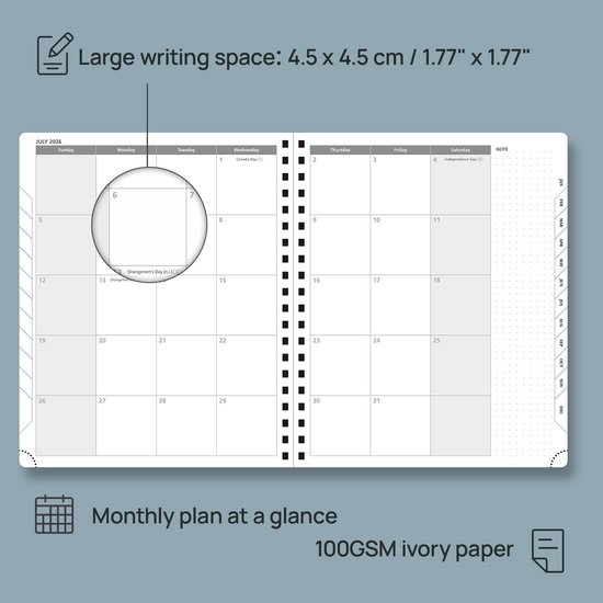 Agenda 2026 Weekoverzicht A5 Softcover Spiraal met Maandtabbladen ...