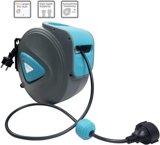 Automatische Kabelhaspel voor Wandmontage - 20 Meter Verlengsnoer | bol