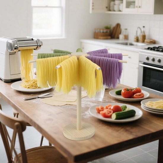 Houten Pastadroogrek met 9 Staven - Verwijderbaar en Stabiel | bol