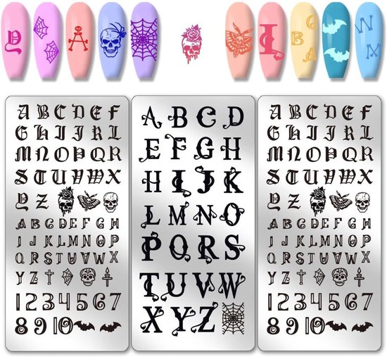3pcs Letter Nail Stamping Plates - Letters - Numbers - Nails Image ...