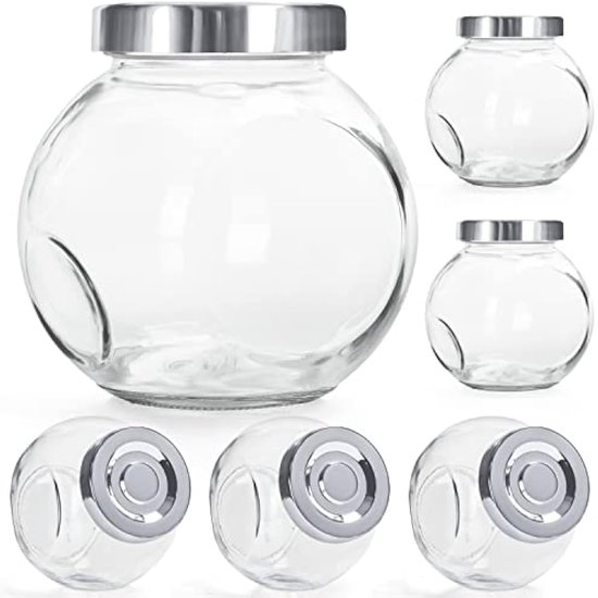 Ronde Glazen Bewaarpotten – Voor Jam en Yoghurt – Set van 6 – 480 ml ...