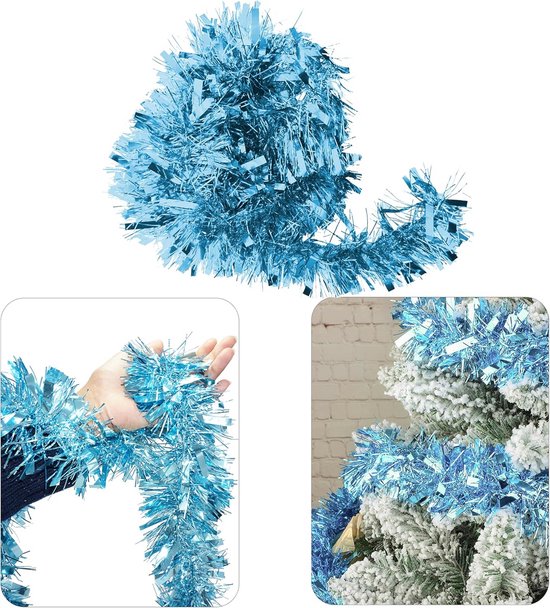 Luxe Metallic Lichtblauwe Tinsel Slinger (2 Meter) voor Kerstboom ...