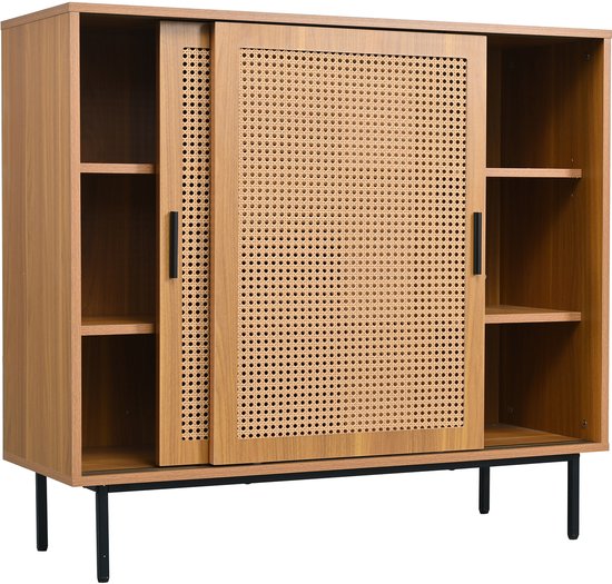 MODFU Opbergkast B100/H90/T37 cm van spaanplaat, met 2 schuifdeuren van ...