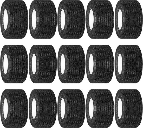 Zwart Zelfklevend Verband 15 Rollen 2.5cm X 4.5m - Elastische Cohesive ...