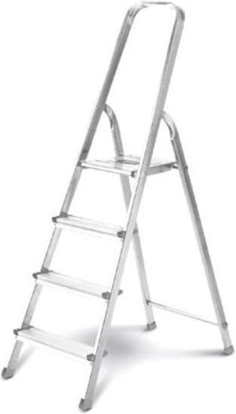 Alpos Alu - Trapladder - Huishoudtrap met 4 treden - 150 kg | bol