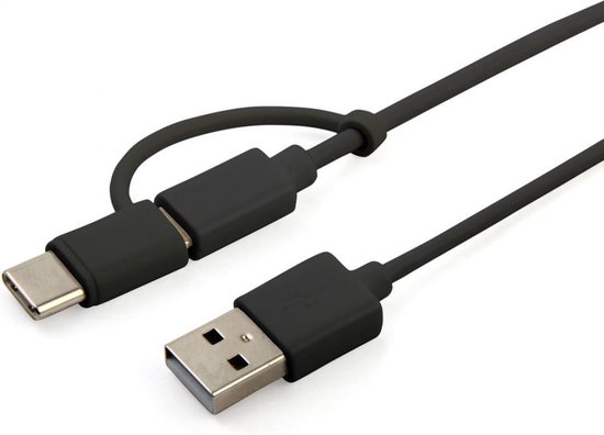 TAB CABLE CABLE 2 EN 1 2.4A USBMICROUSBTYPE C NOIR | bol