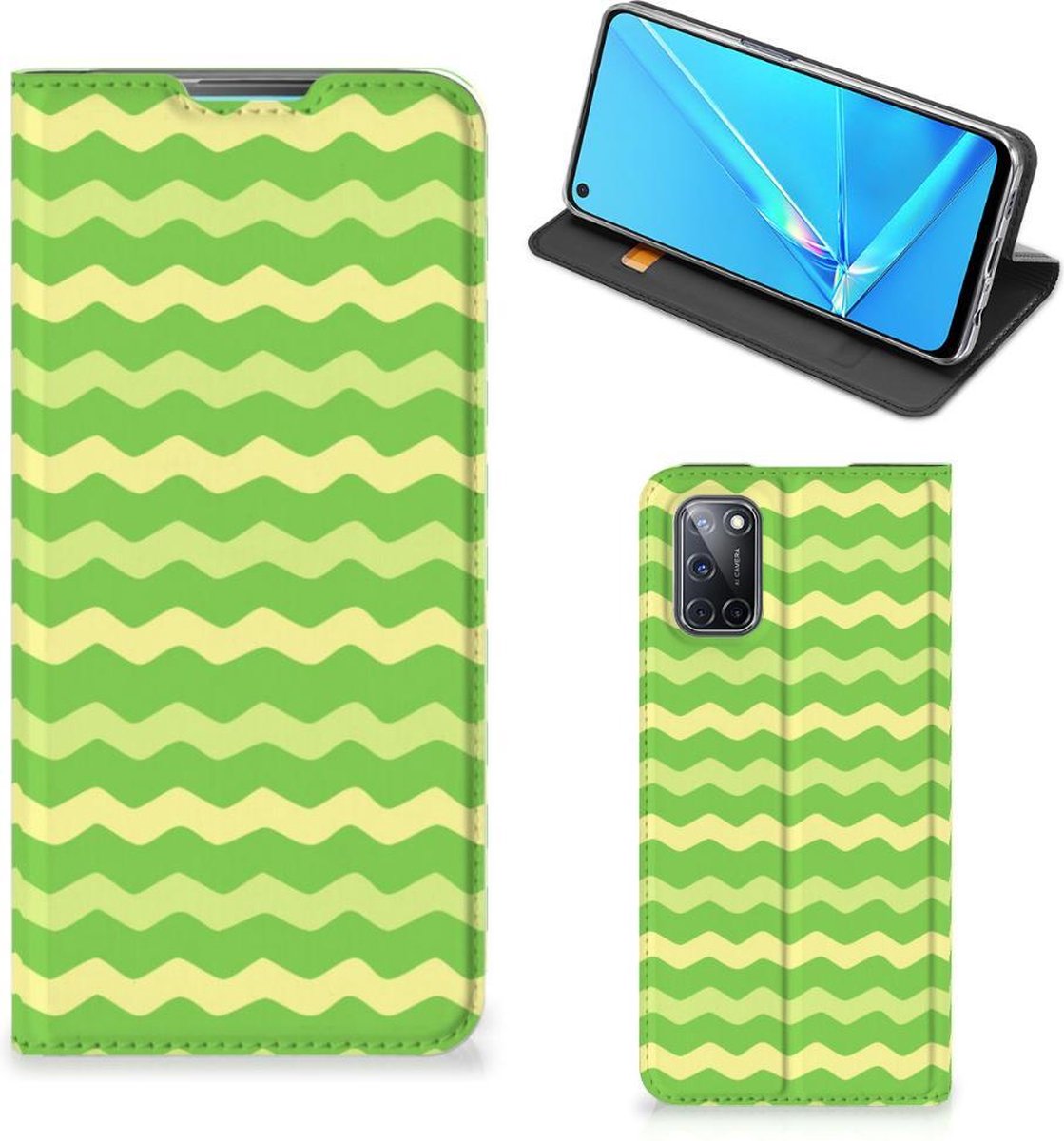 Book Case OPPO A52 | A72 Telefoonhoesje Waves Green | bol.com