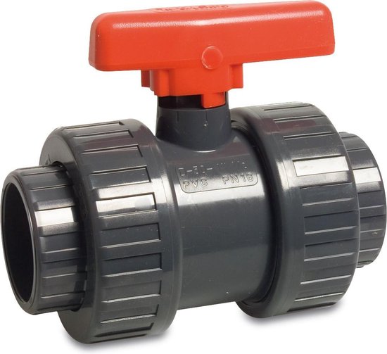 Mega Kogelkraan PVC-U 63 mm lijmmof 16bar DN50 grijs type Safe 600 ...