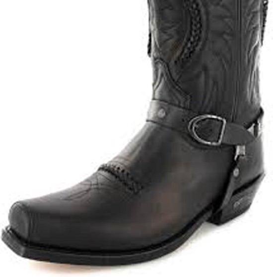 Sendra 3434 Zwart-Biker en western laarzen met siervlechtwerk op de ...