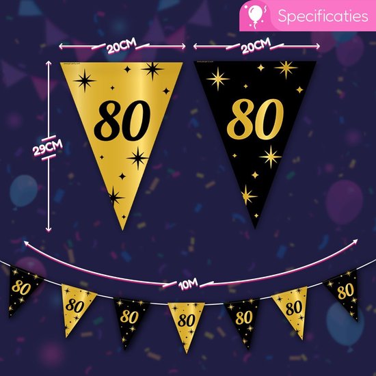 Luxe Zwart-Gouden Slinger 10 Meter voor 80e Verjaardag Feestversiering ...