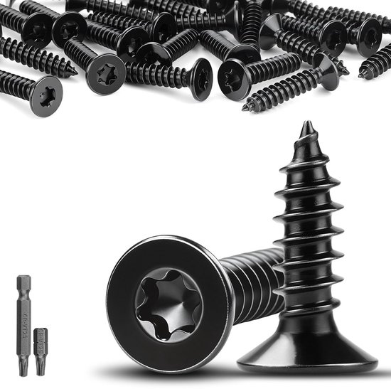 Zwarte Houtschroeven M4 x 16 mm Torx Verzonken Kop A2 RVS | bol