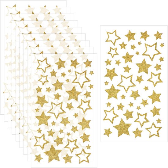 10 Vellen Zelfklevende Gouden Glitter Ster Stickers voor Knutselen en ...