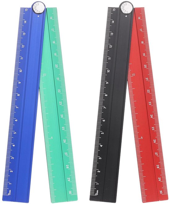 Set van 2 Opvouwbare Linialen 30 cm - Aluminium Winkelhaak Goniometer ...