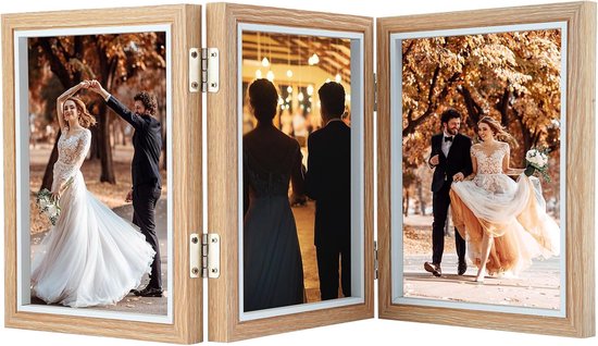 Vouwbare Foto Lijst Collage - 3 Stuks Houten Foto Lijst met Glas Paneel ...