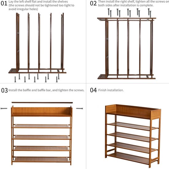 Organisch Schoenenrek van Bamboe - 5 Laags Opbergsysteem voor Hal en ...