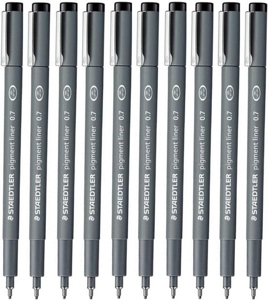Set van 10 Fineliners 0.7mm Zwart - Watervaste Pigment Liner voor ...