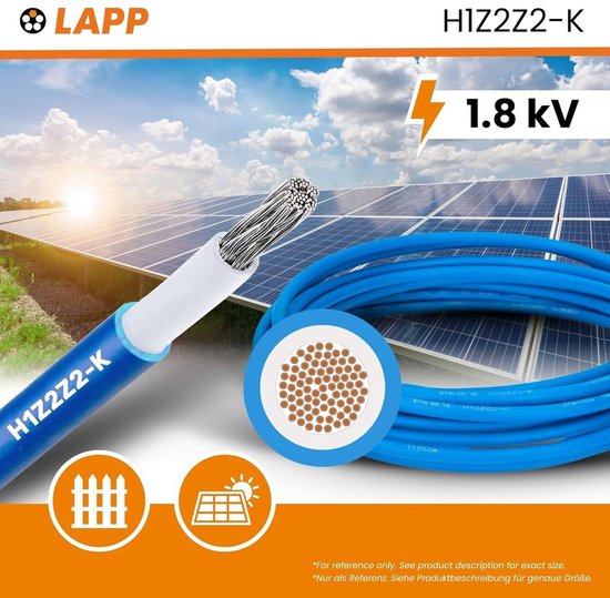 10 meter Lapp 1023789 H1Z2Z2-K, GEOPTIMALISEERDE VERSIE 1x4 Blauw ...