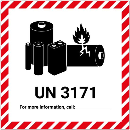UN 3171 batterij sticker - 20 x 20 cm | bol