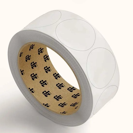 Witte stickers op rol - rond - 7,5 cm - 318 stickers per rol | bol