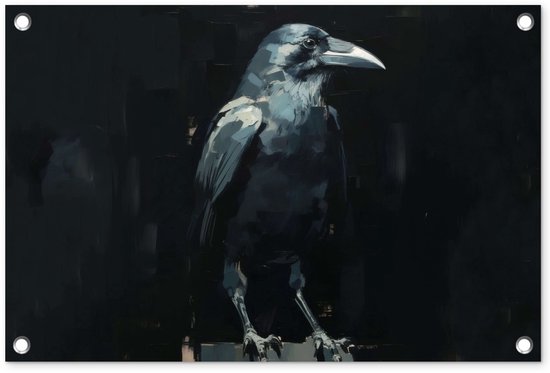 Tuinposter 60x40 cm - Tuindecoratie Raaf - Vogels - Zwart - Poster voor ...