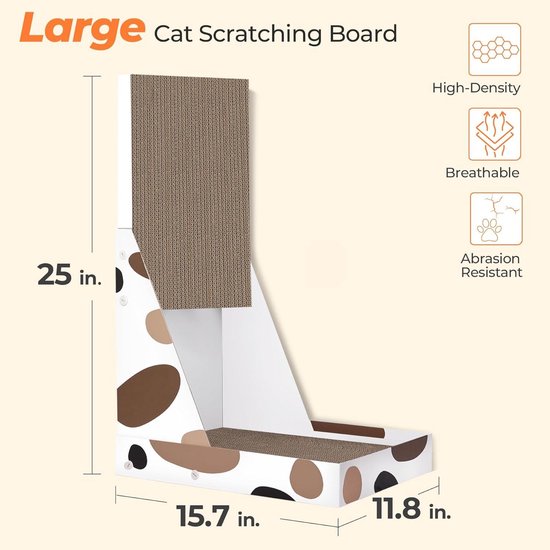 L Shape 64cm/25" Scratching Post for Indoor Cats and Adults with Cat ...