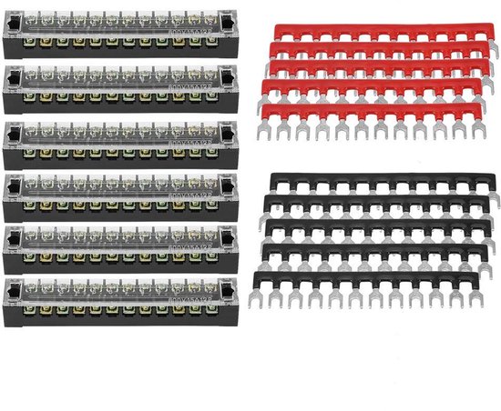 Clamping strip with screw clamp, double row, 12 positions, 600 V, 15 A ...