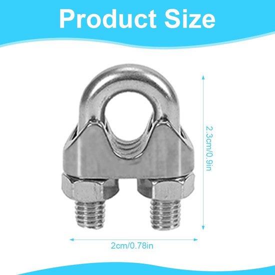 5pcs Steel Cable Clamp - RVS M4 Beugel - Beugel Klem - RVS Ubout Beugel ...