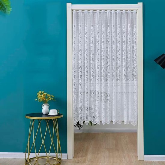Geborduurd Vitrage Gordijn - Modern Bistrogordijn - 1 stuk - Wit - 60 x ...