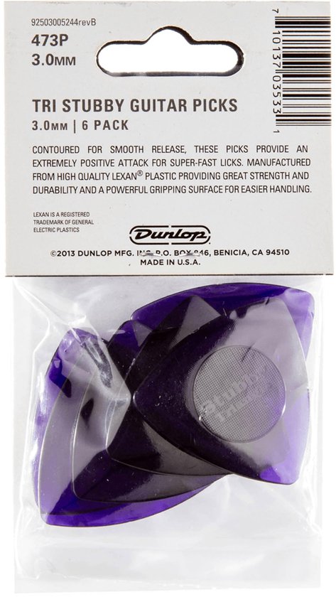 Dunlop Plek. Stubby Triangle 3,00mm 6er-Set Dark Purple - Plectrum set ...