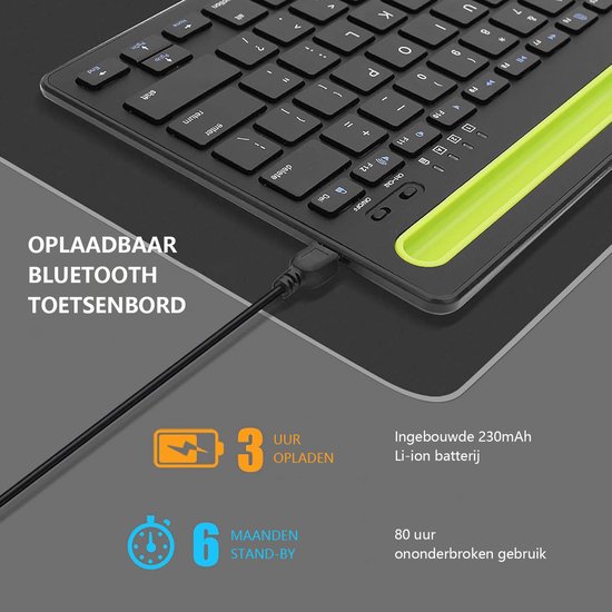 Gloovon Draadloos Toetsenbord - Bluetooth - Ergonomisch - Houder/Standaard -... | bol