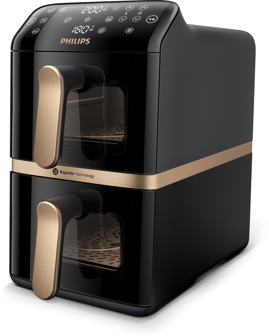 Philips 4000 series Gestapelde Airfryer met twee manden uit de 4000 ...