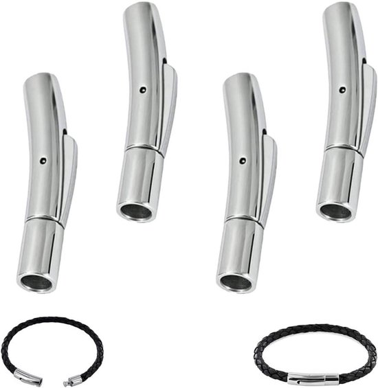 Allecto Plus - Leren bandsluiting 4 mm bajonetsluiting roestvrij staal ...