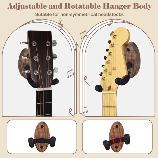 RFWR® Gitaar wandhouder 2 stuks met draaibare zachte houder voor alle ...