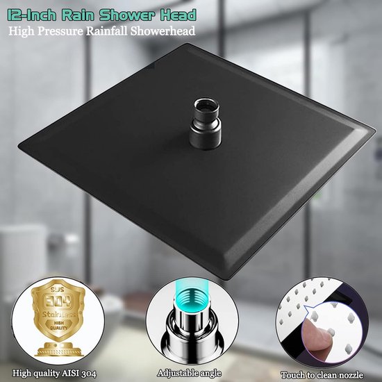 RFWR® Regendouchekop 12 inch Roestvrijstaal met Anti-kalk Sproeiers ...