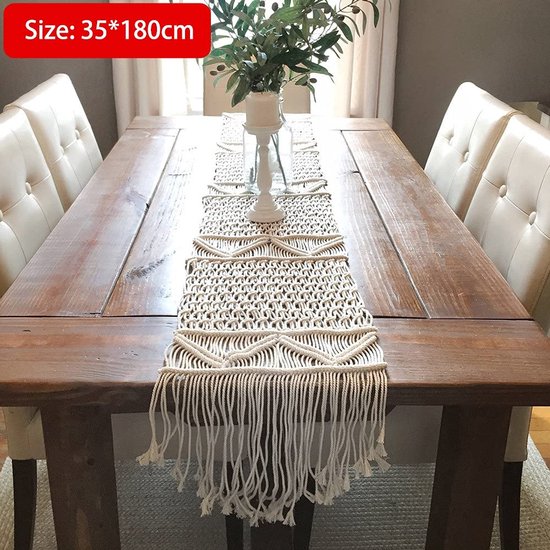 Ibenzoa® Handgemaakte Bohemian Macramé Tafelloper voor Stijlvolle Tafelindeling en... | bol