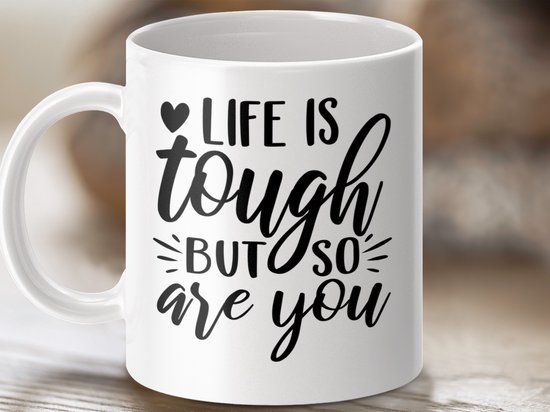 inspirerende mok, motivatie cadeau, tough but so you, positieve ...