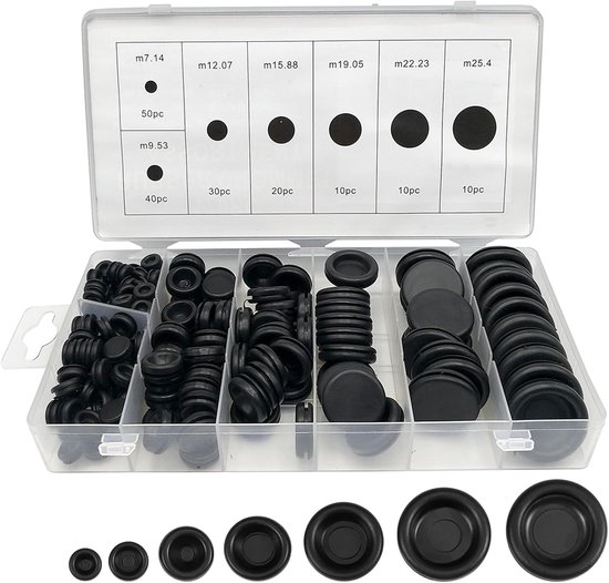 170 stuks rubberen kabelgoten - kabeldoorvoer rubber - 7 maten rubberen ...