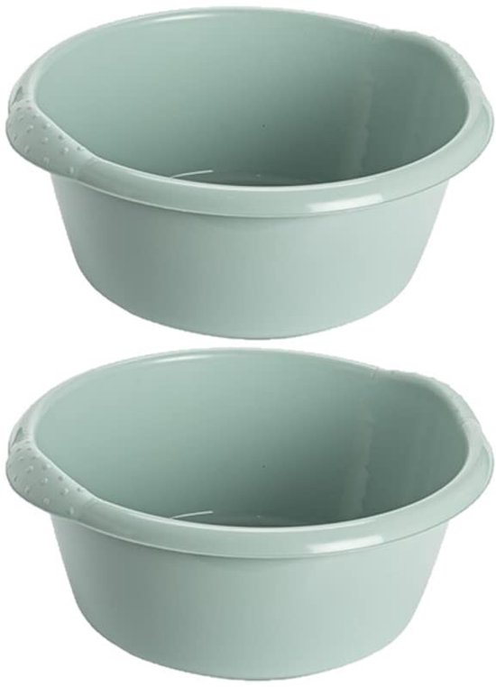 Kunststof afwasbak rond - 6 liter - mintgroen - schoonmaken | bol