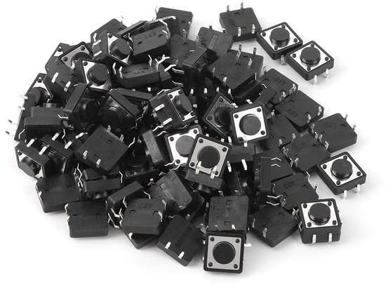 100Pcs DC12V Momentary Tact Push Button, 12x12x5mm 50mA Tactile Touch ...