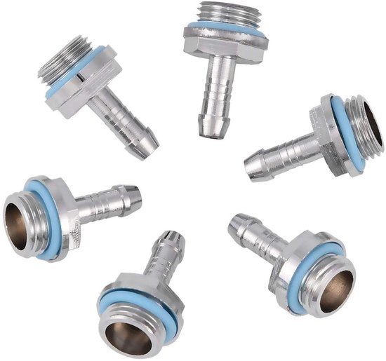 - Waterkoeling Fitting 6 STKS G1/4 Thread Barb Connector - Geschikt voor PC - Koper... | bol