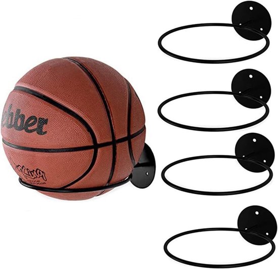 Wall Mounted Metal Ball Holder - 5-Piece Football Storage Rack ...