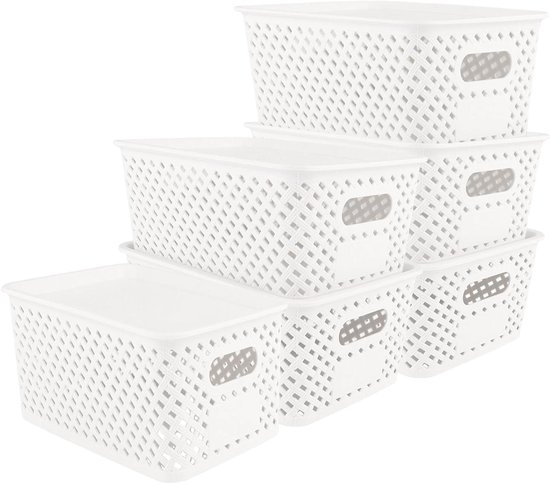 Plastic opbergdozen met deksel - Set van 6 stuks - 26 x 18 x 10 cm - 5 ...