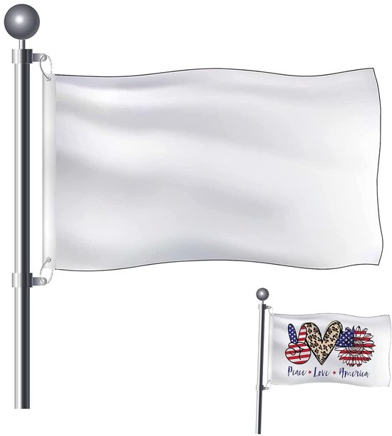 Witte Vlag - Polyester - Effen Witte Vlag - DIY Lege Banners - Geschikt ...