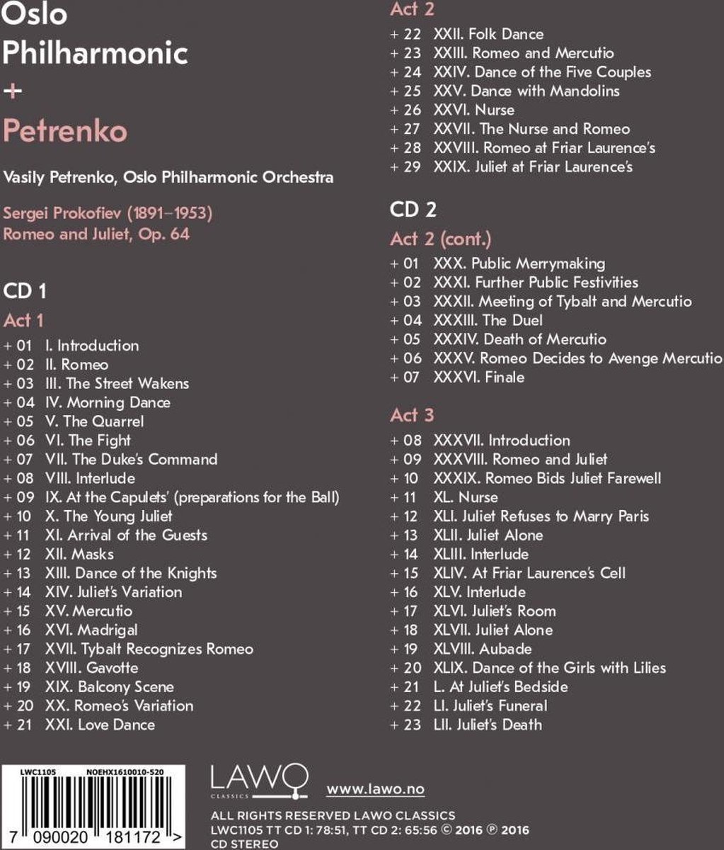 Prokofiev: Romeo & Juliet Op.64 Complete Ballet, Oslo Philharmonic ...